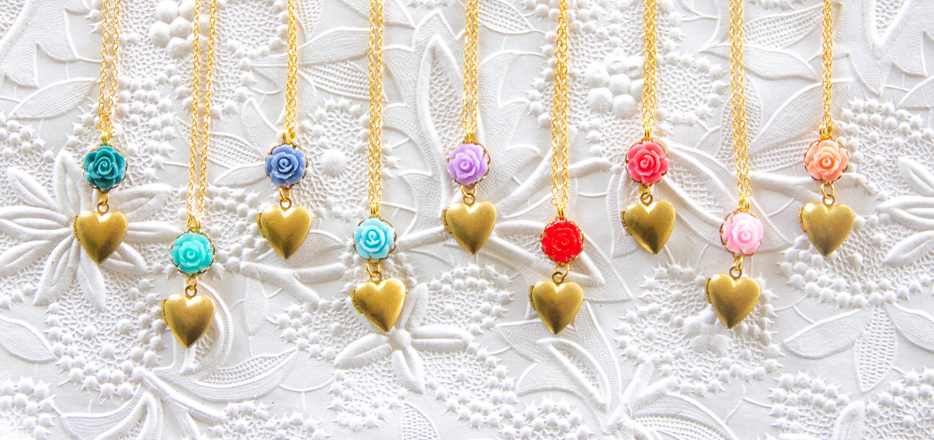 Heart Locket Necklace With Rose for Girls & Teens- Flower Girls Locket ...