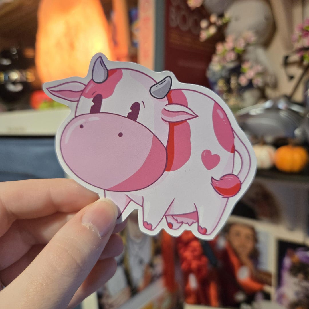 Pink Cow Sticker - Etsy