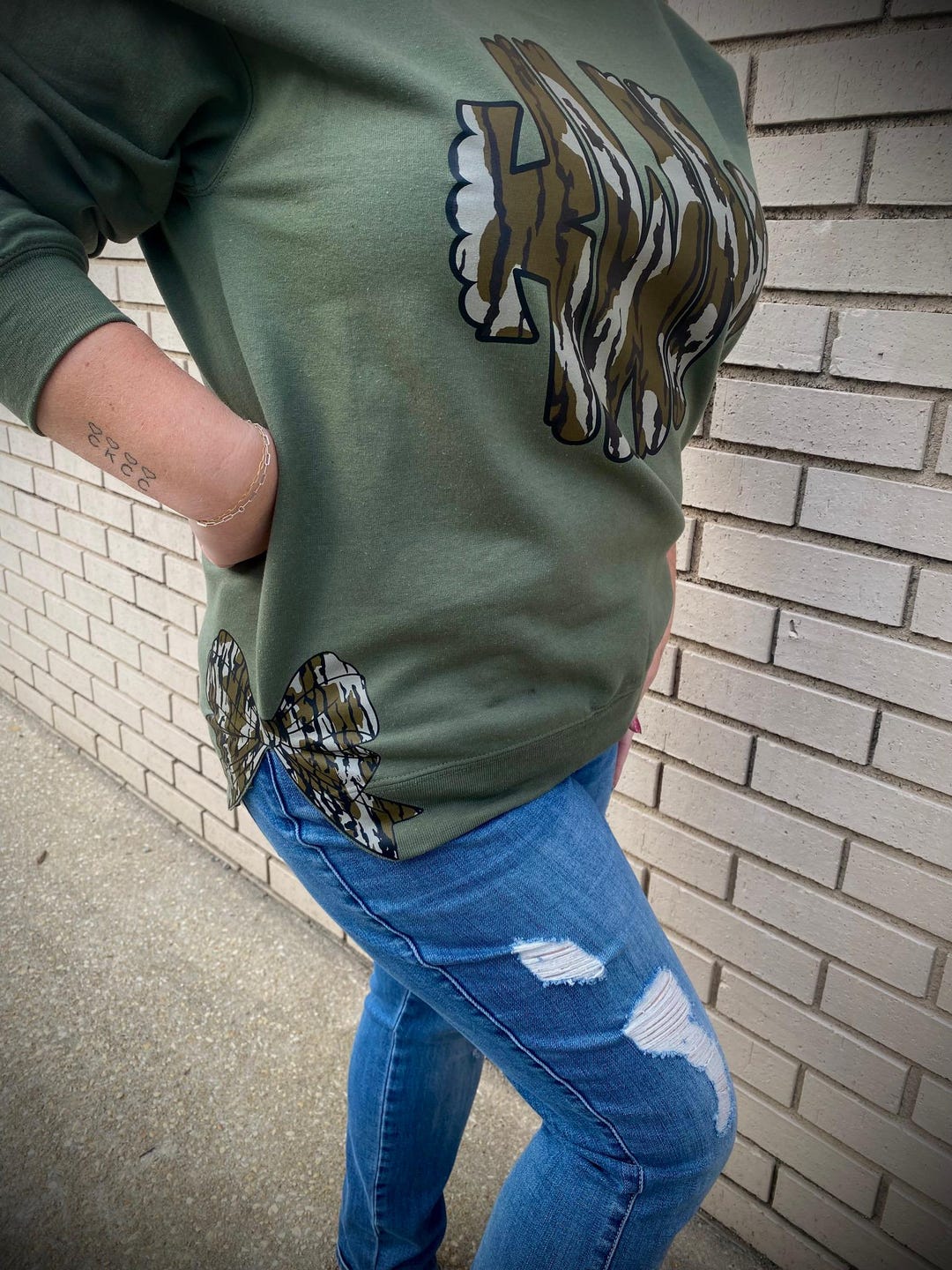 Camo Monogram Bow Sweatshirt With Side Bows - Etsy