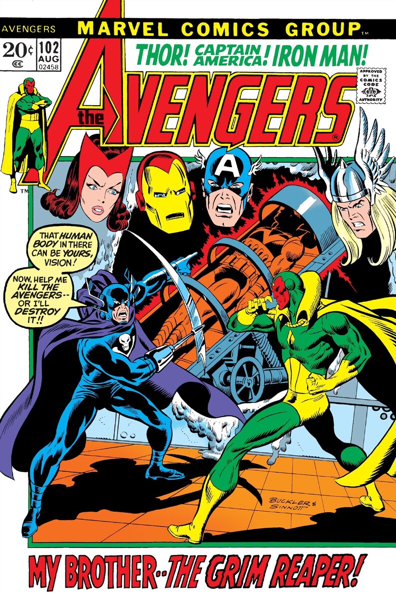 The Avengers Issue 102 Comic Book Poster the Grim Reaper Vision - Etsy