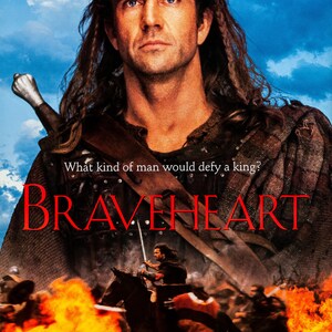 Braveheart Movie Poster Mel Gibson Sophie Marceau - Etsy