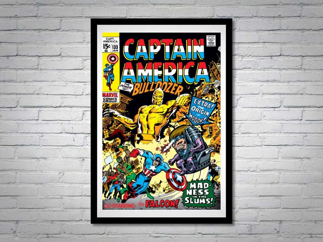 Captain America Issue 133 Comic Book Poster MODOK Bulldozer Falcon - Etsy