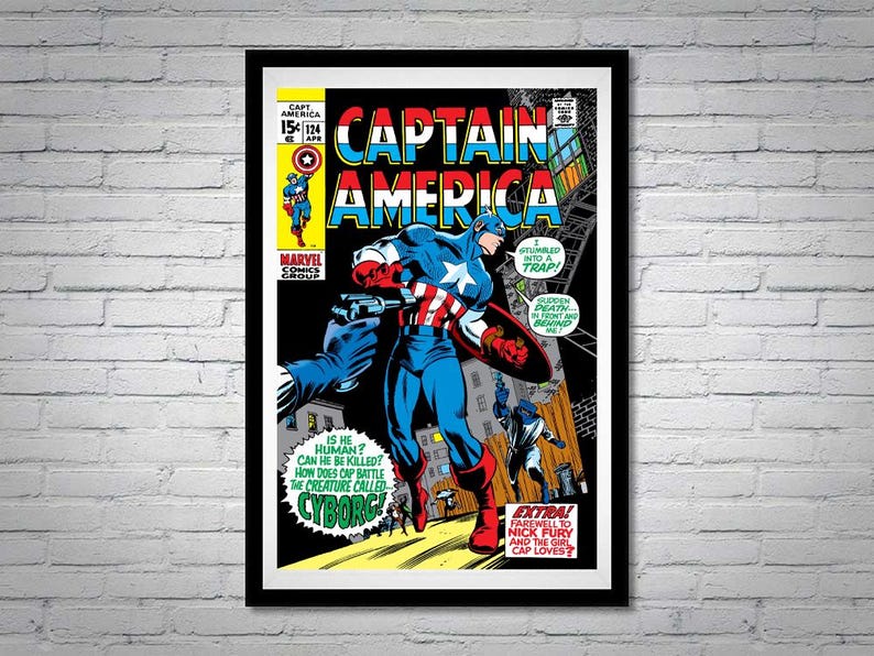 Captain America Issue 124 Comic Book Poster Cyborg - Etsy