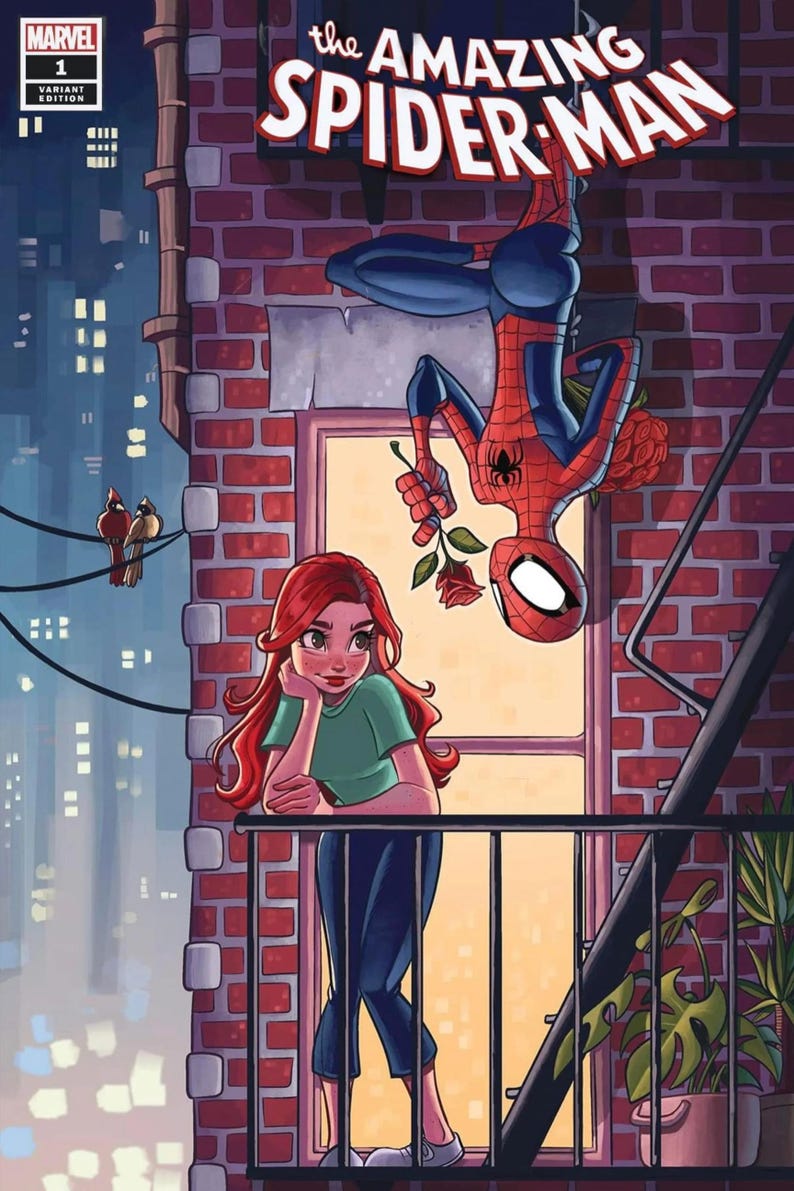 The Amazing Spider-man Poster Comic Book Variant 1 Mary Jane Roses - Etsy