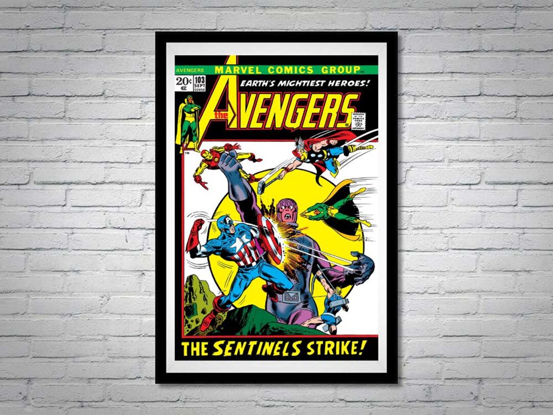 The Avengers Issue 103 Comic Book Poster Sentinels Captain America Thor ...