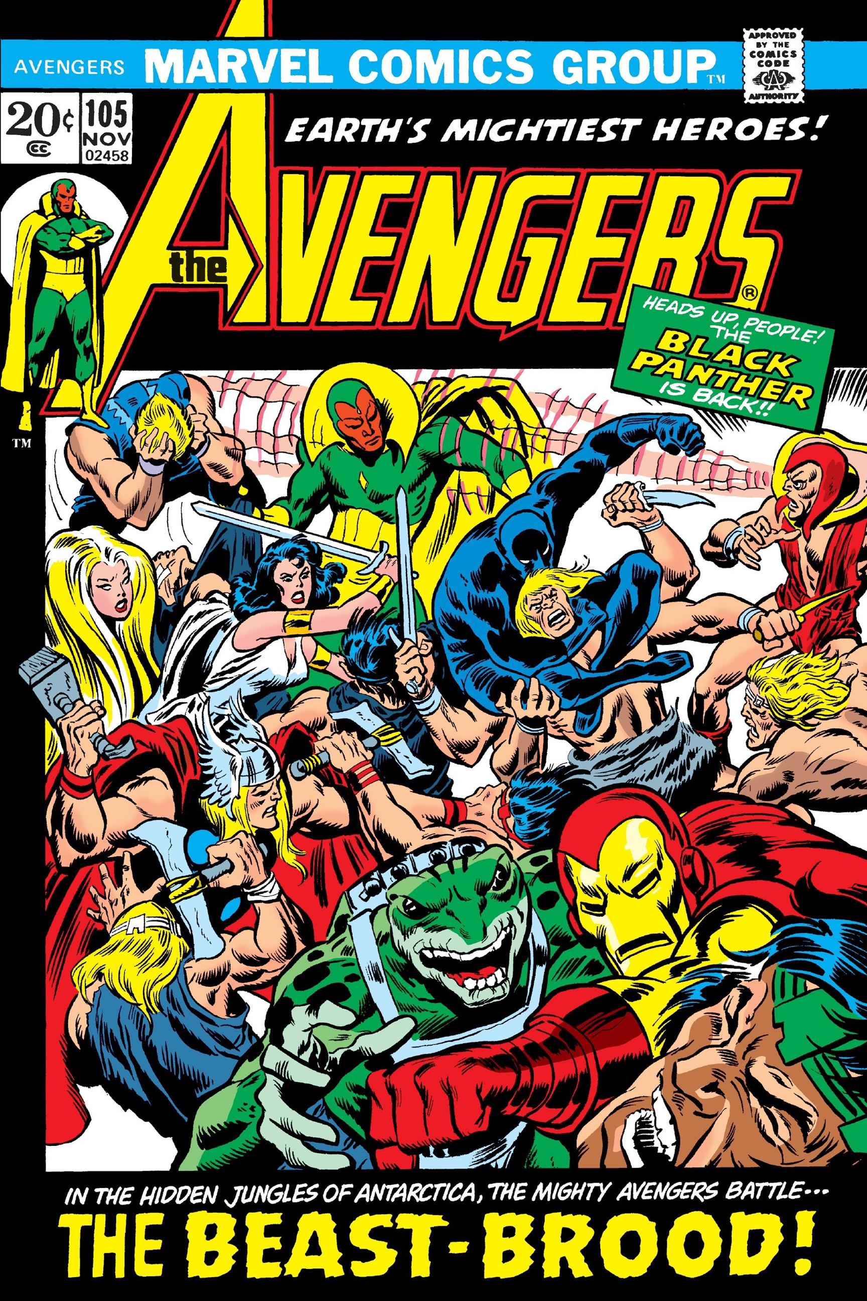 The Avengers Issue 105 Comic Book Poster the Beast Brood Black Panther ...