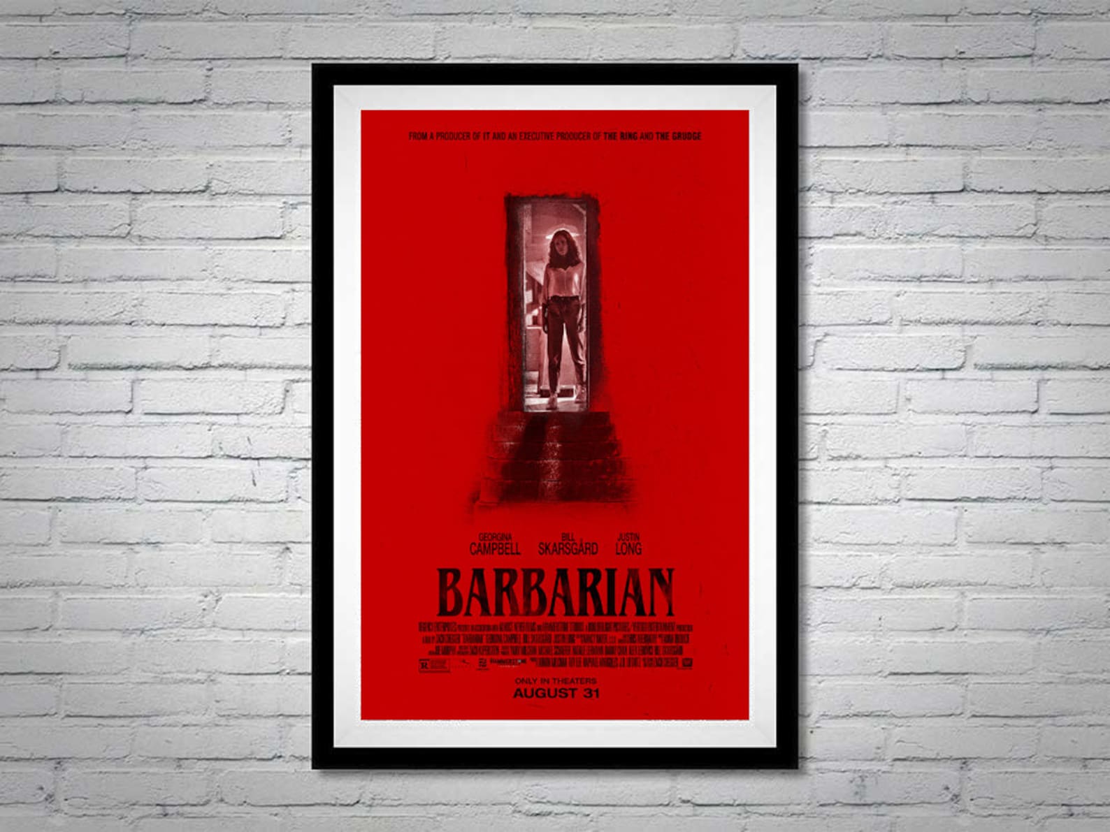 Barbarian Horror Movie Poster Georgina Campbell Bill Skarsgard Justin ...