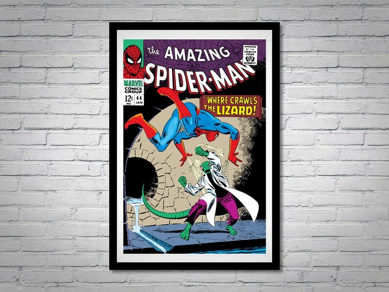 The Amazing Spider-man Comic Book Poster Issue 44 the Lizard Crawls - Etsy
