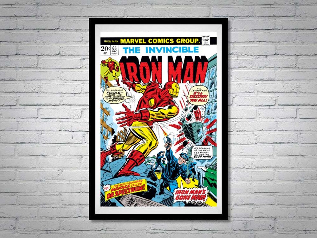 The Invincible Iron Man Comic Book Poster Issue 65 Gone Mad - Etsy
