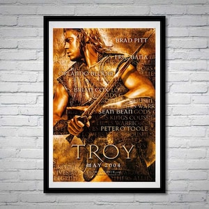 Troy Movie Poster Achilles Brad Pitt Gold - Etsy