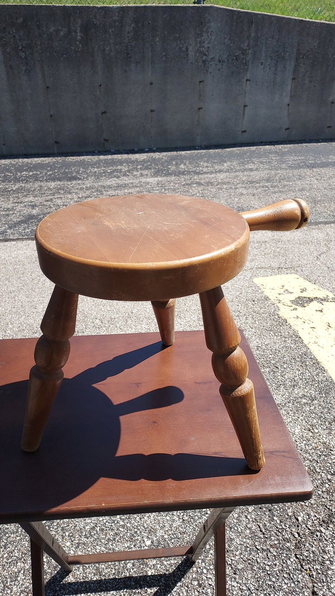 Wood Milk Stool 3 Legged Vintage Milking Stool With Handle Milking ...