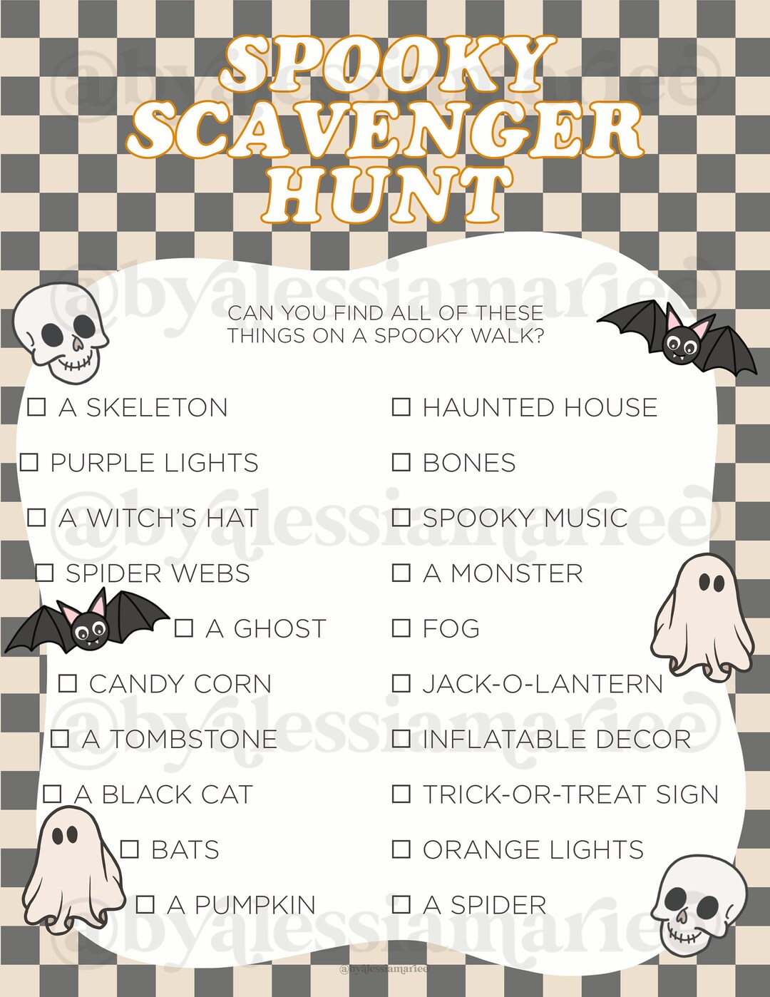 Halloween Spooky Scavenger Hunt for Kids *DIGITAL* Printable | Instant ...