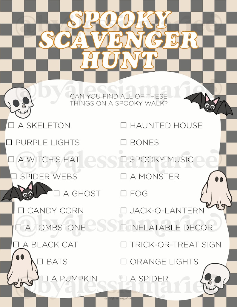 Halloween Spooky Scavenger Hunt for Kids *DIGITAL* Printable | Instant ...