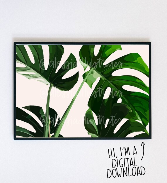 Monstera Plant Leaves DIGITAL Print Instant Digital | Etsy