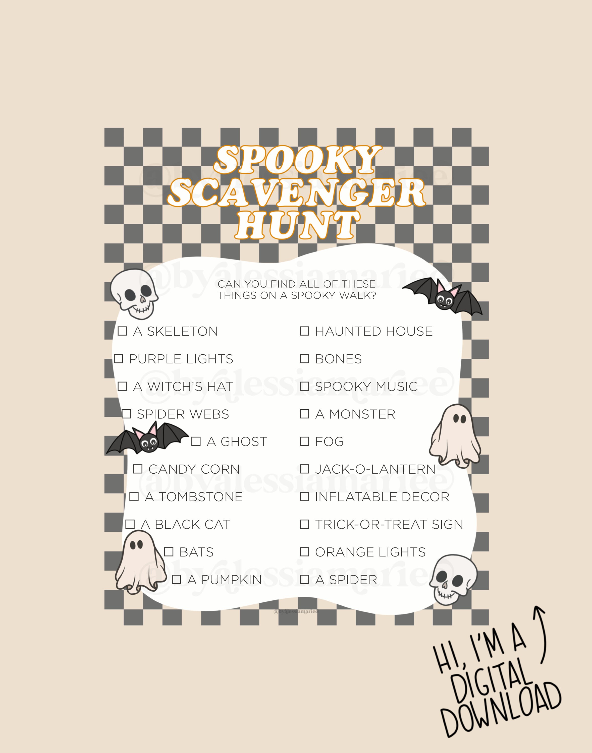 Halloween Spooky Scavenger Hunt for Kids *DIGITAL* Printable | Instant ...