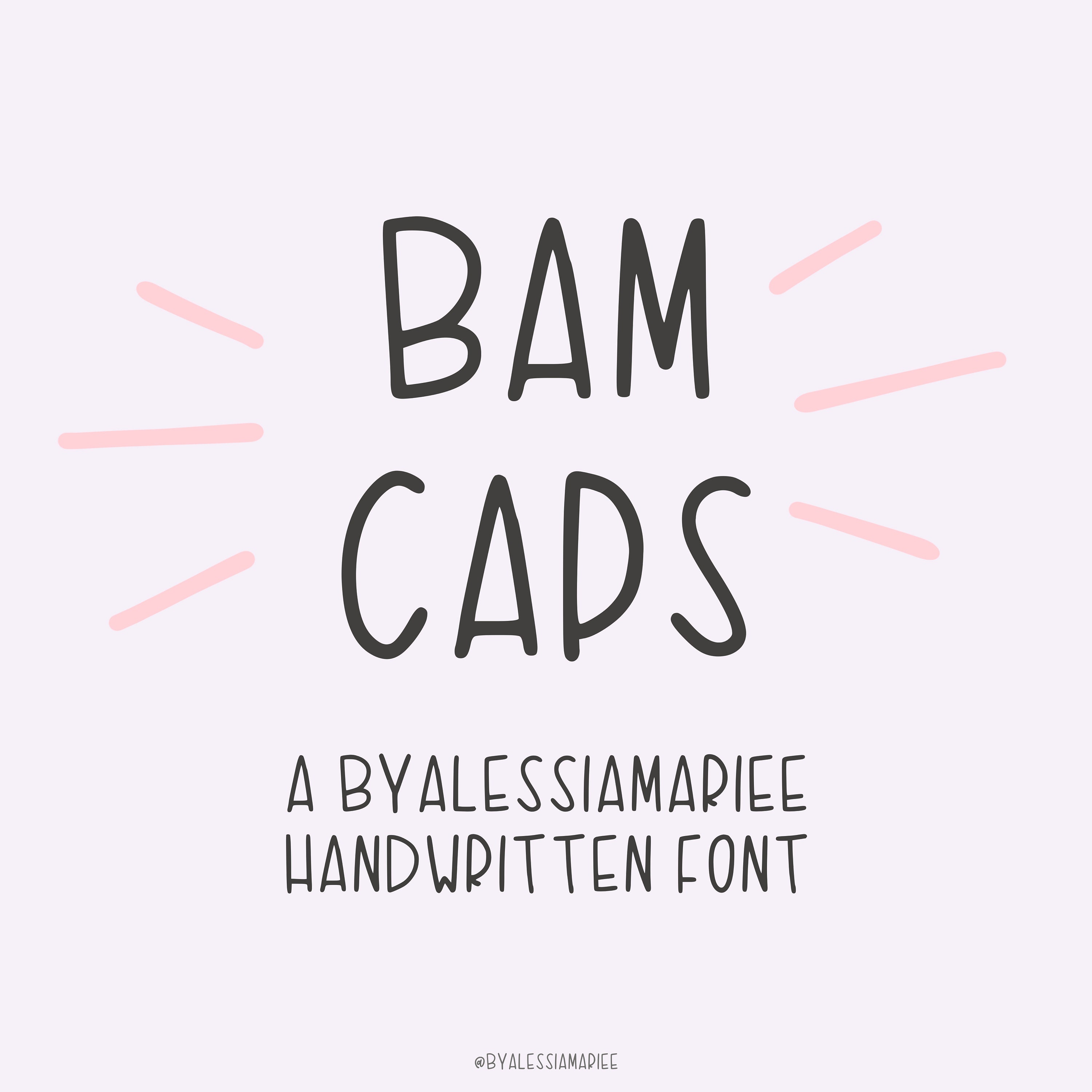 Digital Handwritten Font Download BAM Caps Instant Font Download .otf ...