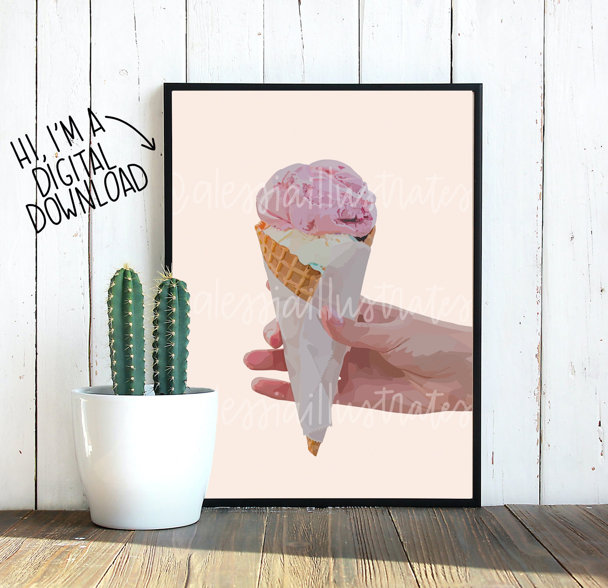 Ice Cream Cone *DIGITAL* Print | Instant Digital Download - Etsy