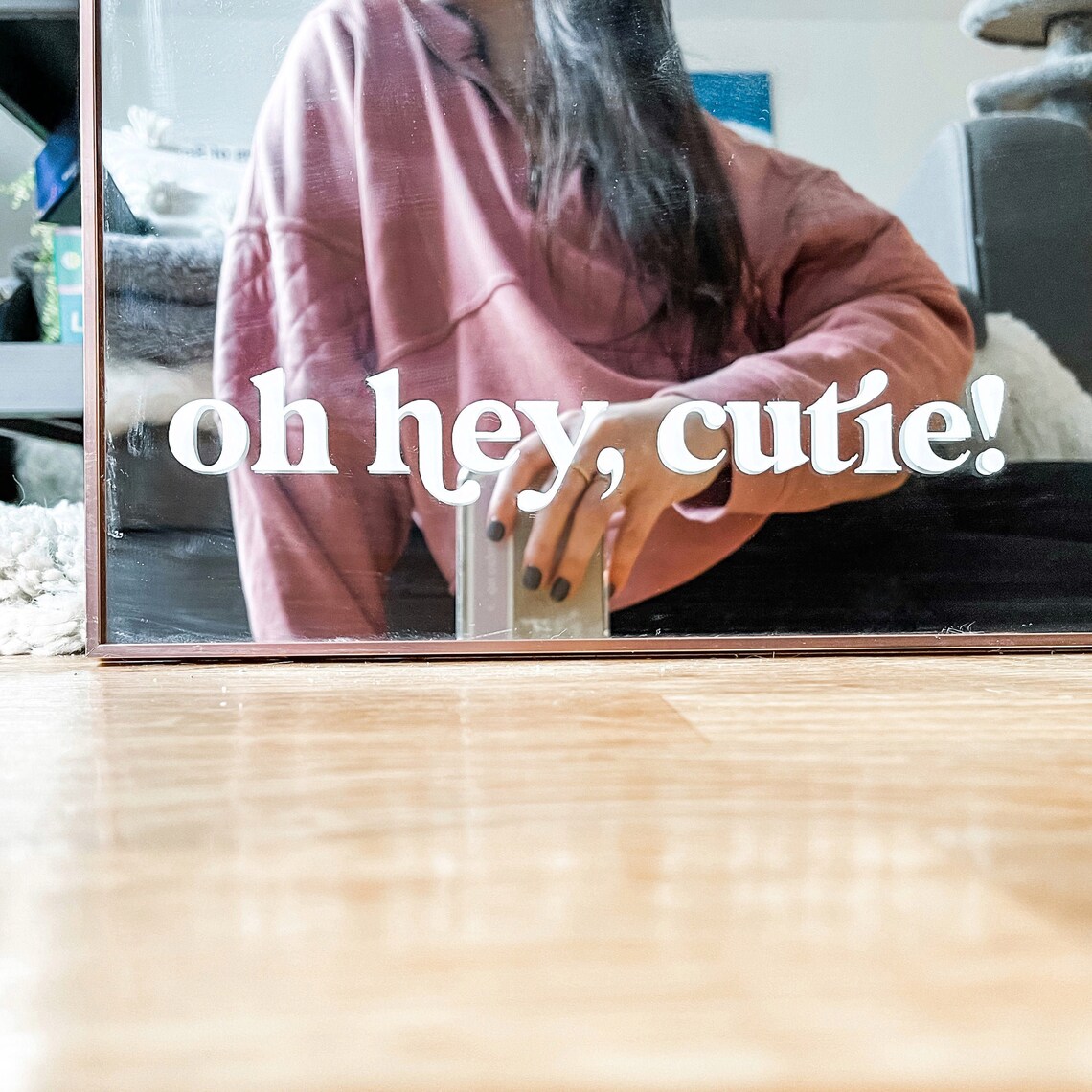 Oh Hey, Cutie Mirror Decal Mirror Sticker Vinyl Sticker 9-inch Decal - Etsy