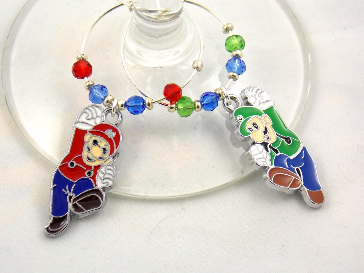 Super Mario Bros. Inspired Handmade Wine Charms Set of 6 Swarovski ...