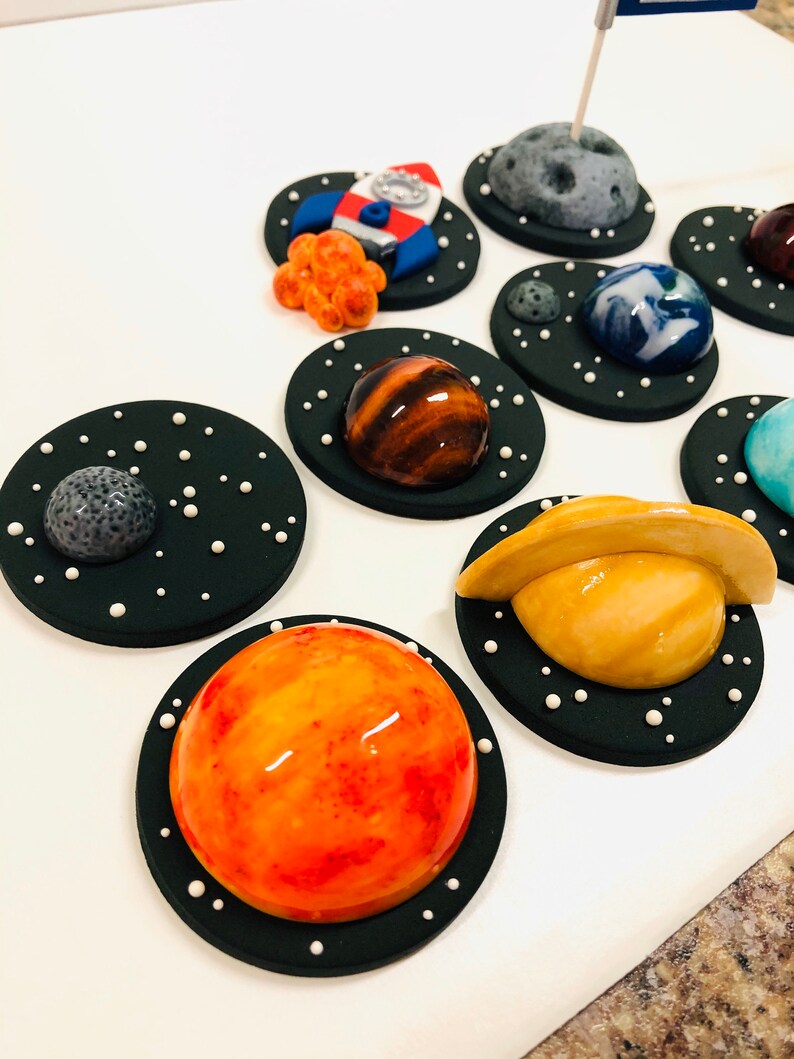Fondant Planet Cupcake Toppers-space Birthday Party-rocket Ship ...