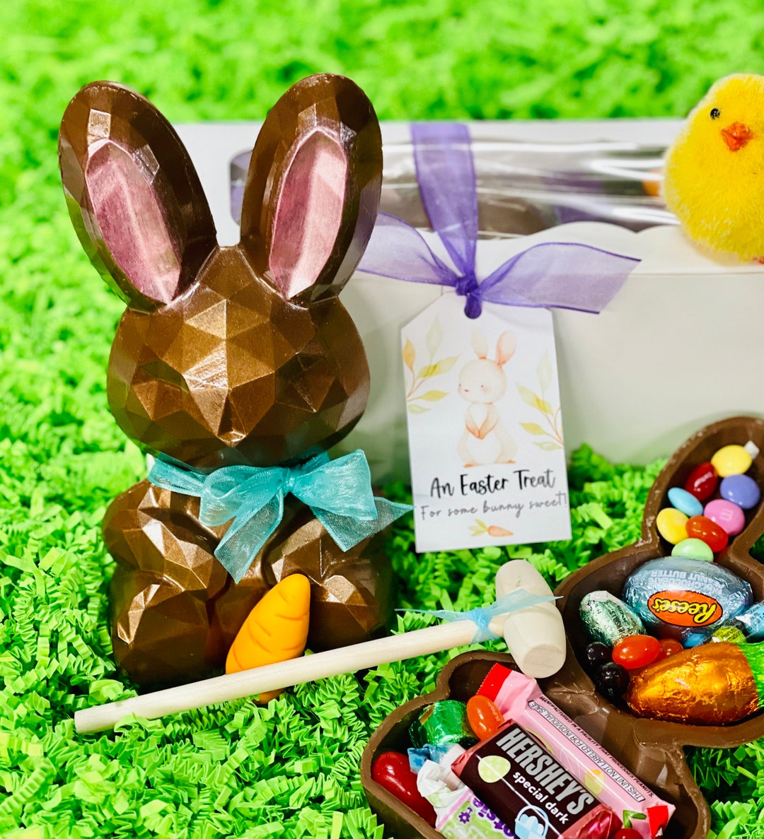 Breakable Chocolate Easter Bunny, Candy Filled Bunny Rabbit, Easter ...