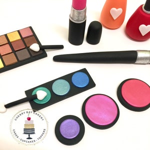 Make up Cake Topper Set - Fondant Make up Cake Decorations - Girls ...