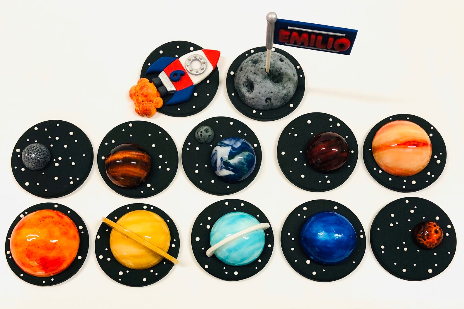Fondant Planet Cupcake Toppers-space Birthday Party-rocket Ship ...
