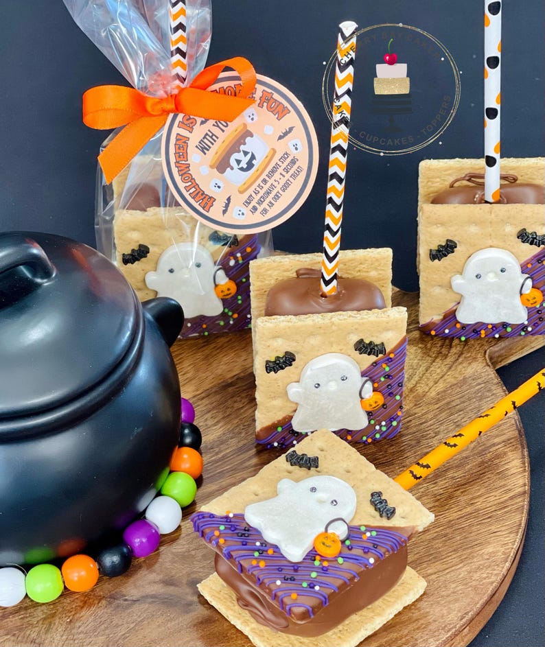 Halloween Smores on a Stick | Spooky Ghost With Pumpkin | Party Favor ...