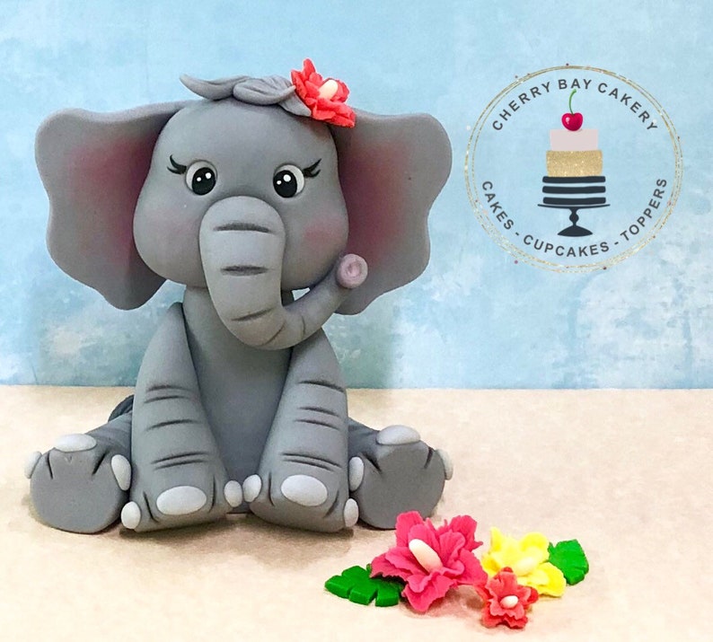 Fondant Elephant Cake Topper Elephant Baby Shower Elephant | Etsy