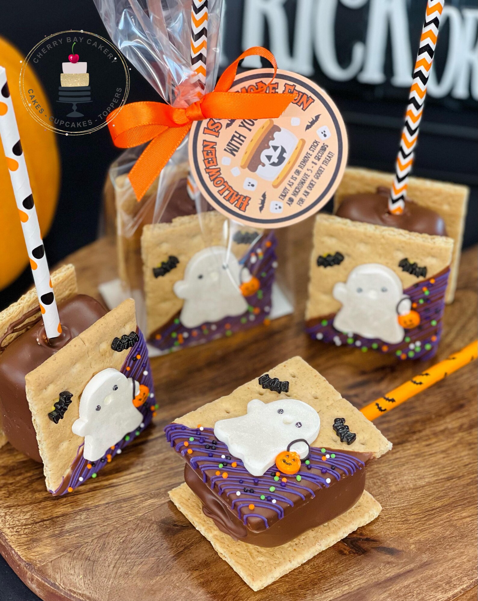 Halloween Smores on a Stick | Spooky Ghost With Pumpkin | Party Favor ...