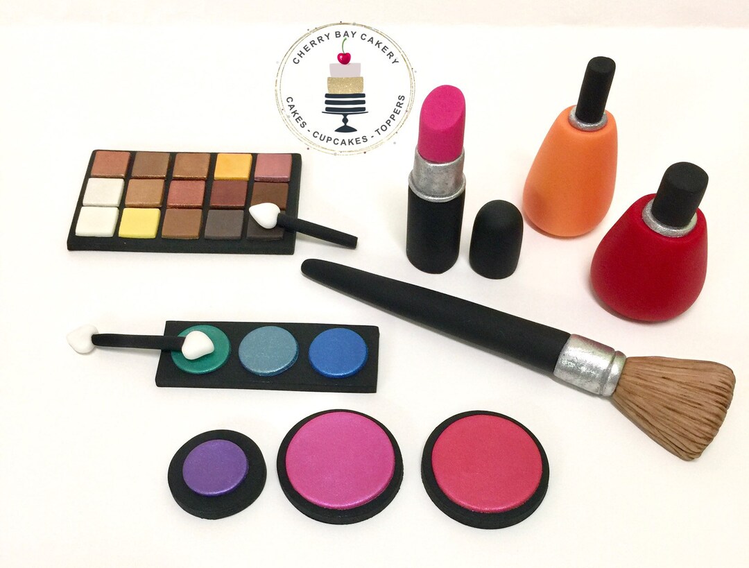 Make up Cake Topper Set - Fondant Make up Cake Decorations - Girls ...