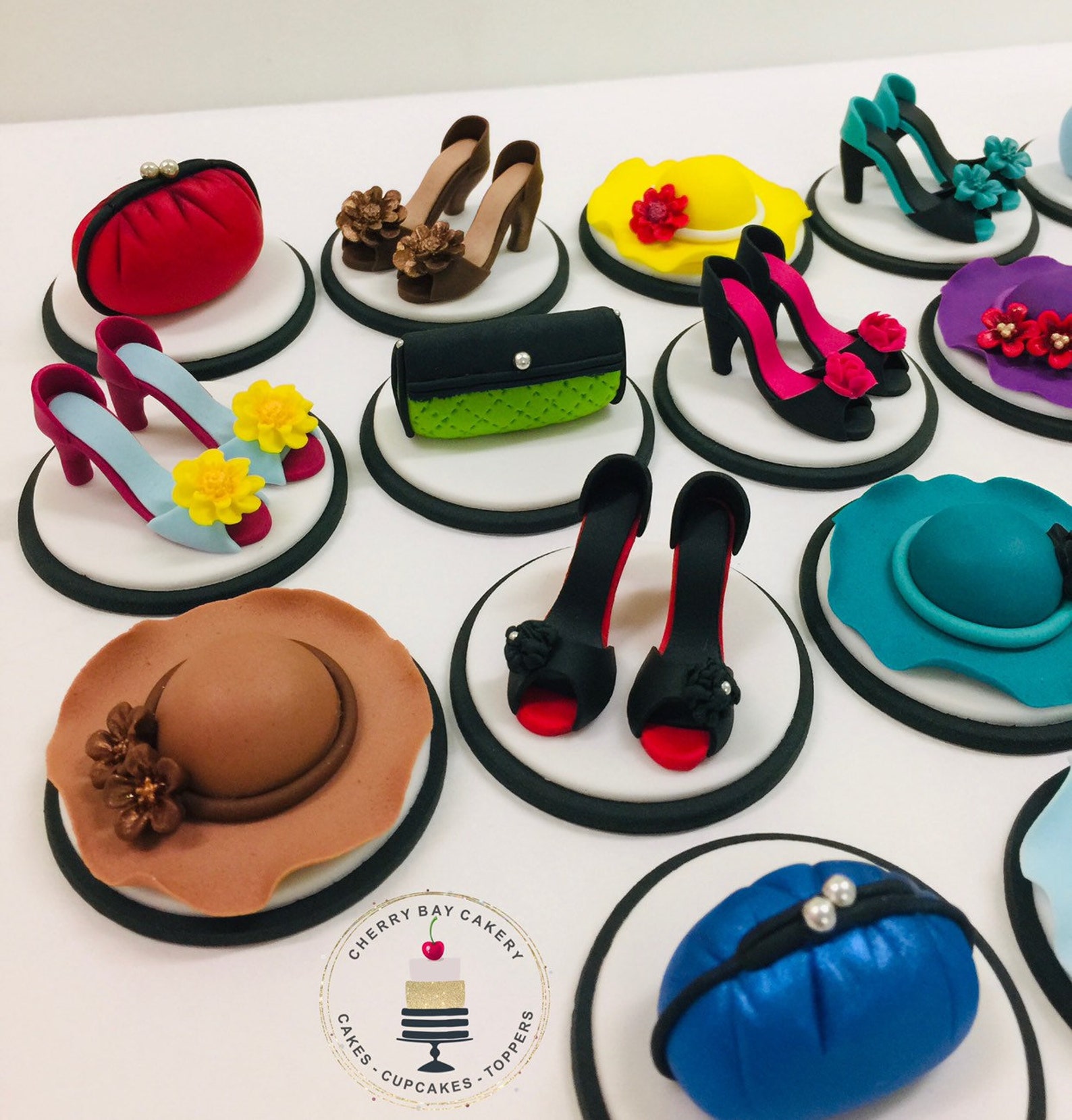 Fondant Fashion Cupcake Toppers - High Heel Cupcake Toppers - Handbag ...