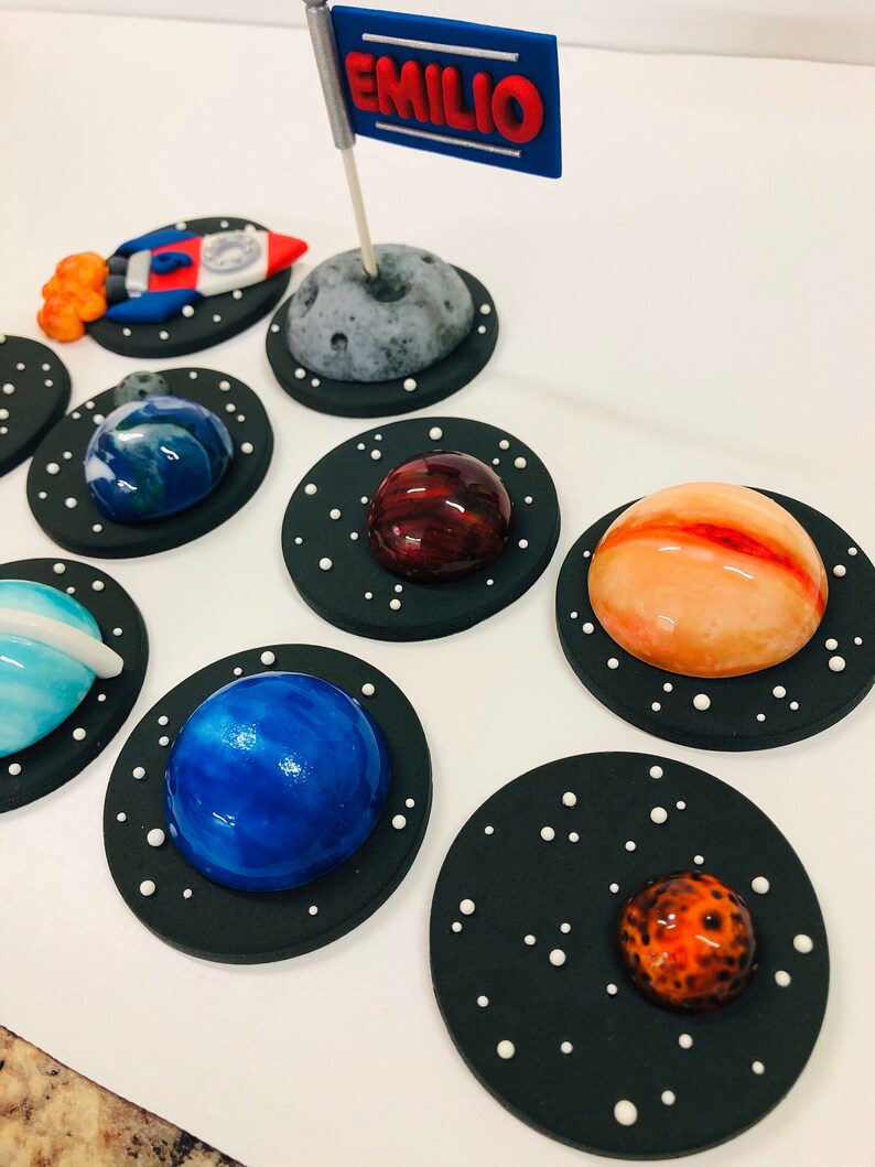 Fondant Planet Cupcake Toppers-space Birthday Party-rocket Ship ...