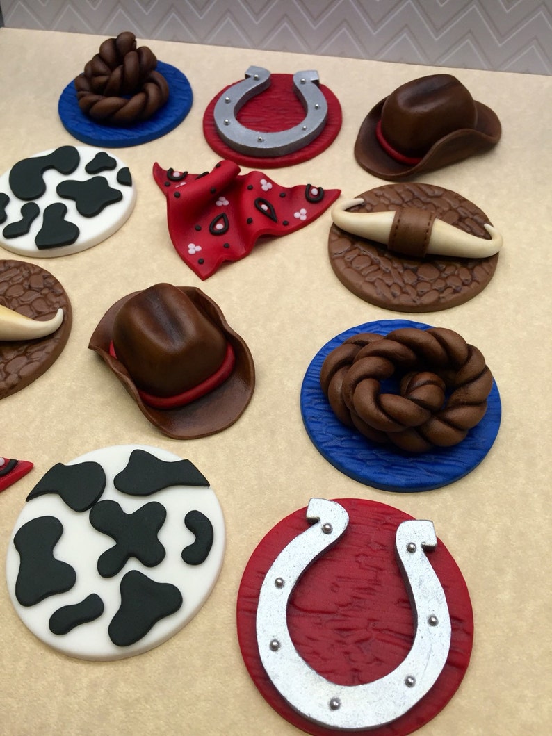 Fondant Cowboy Cupcake Toppers, Cowboy Birthday, Western Birthday ...