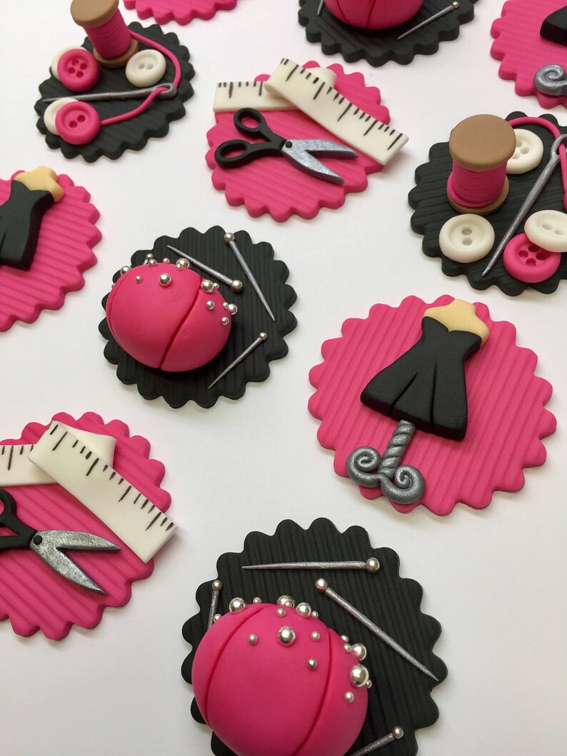 12 Fashion Design Sewing Fondant Cupcake Toppers Edible - Etsy