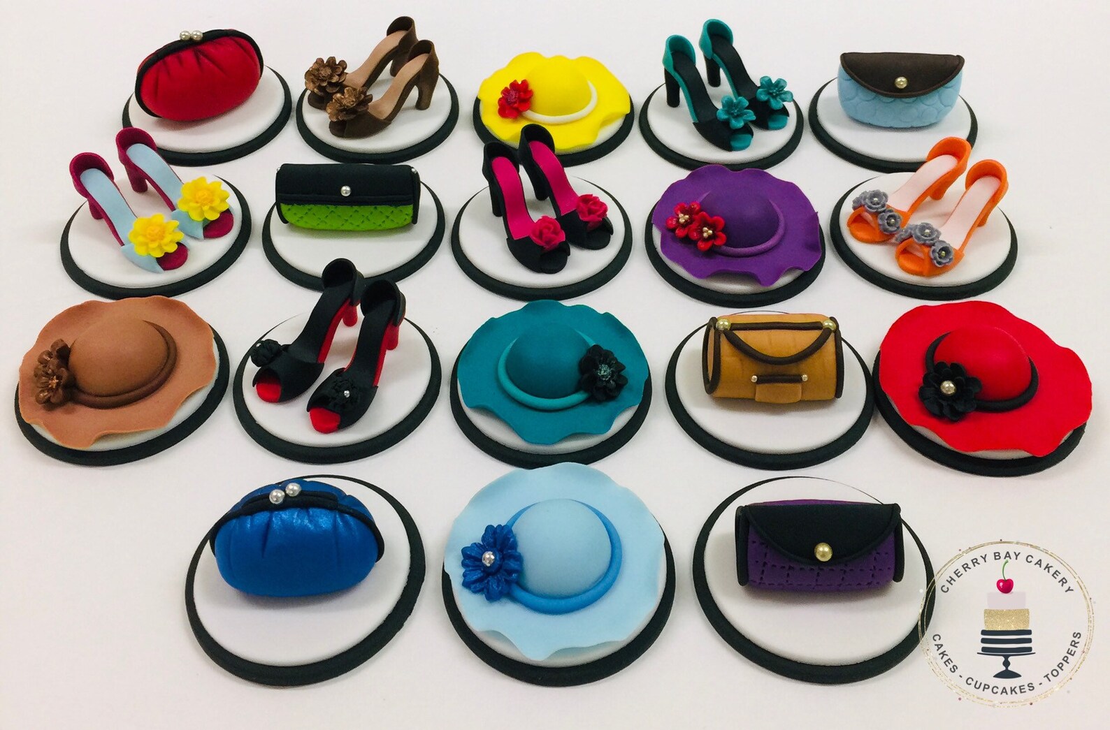 Fondant Fashion Cupcake Toppers - High Heel Cupcake Toppers - Handbag ...
