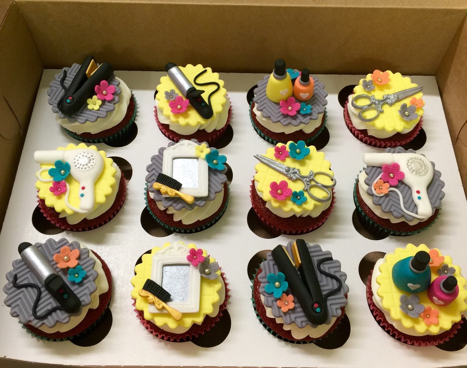 Fondant Hair Estilista Peluquería, Peluquería Cupcake Toppers, Secador ...