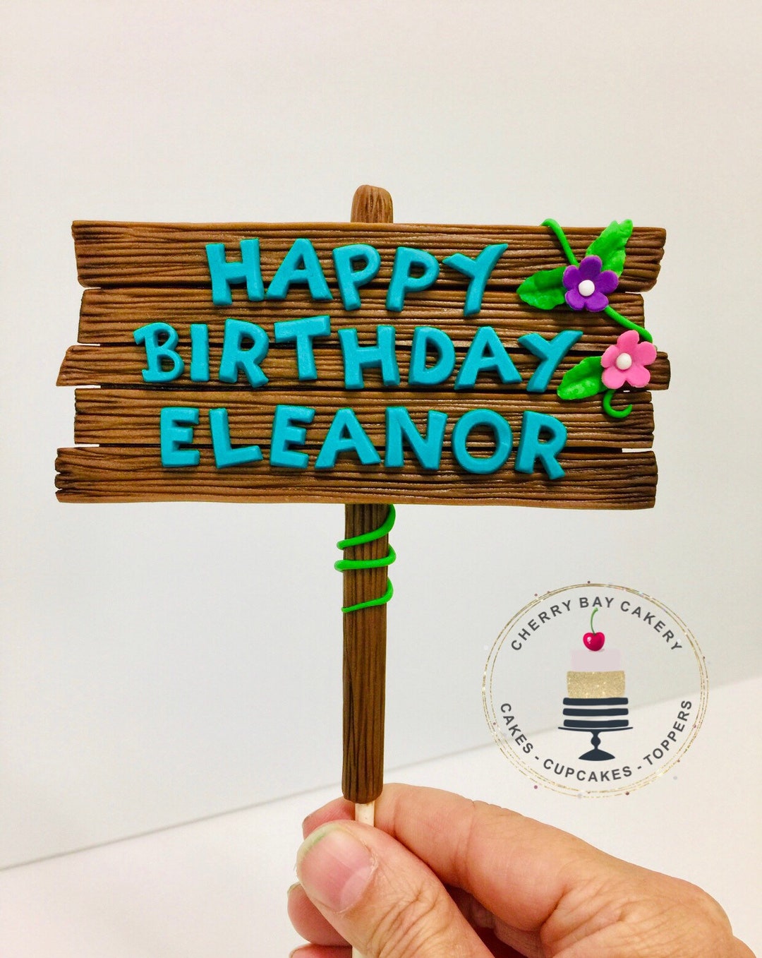 Tropical Birthday Sign Cake Topper - Personalized Name Sign - Fondant ...
