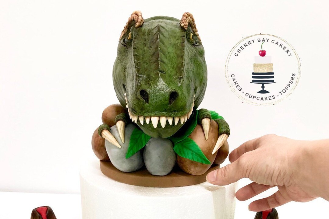Dinosaur Cake Topper Fondant T-rex Cake Topper Dinosaur Birthday Party ...