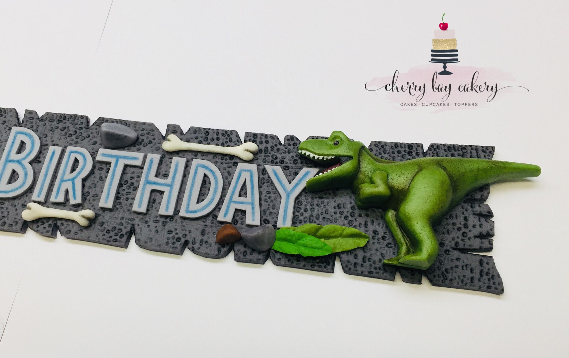 Dinosaur Themed Cake Topper Banner - Dinosaur Birthday Party - Fondant ...