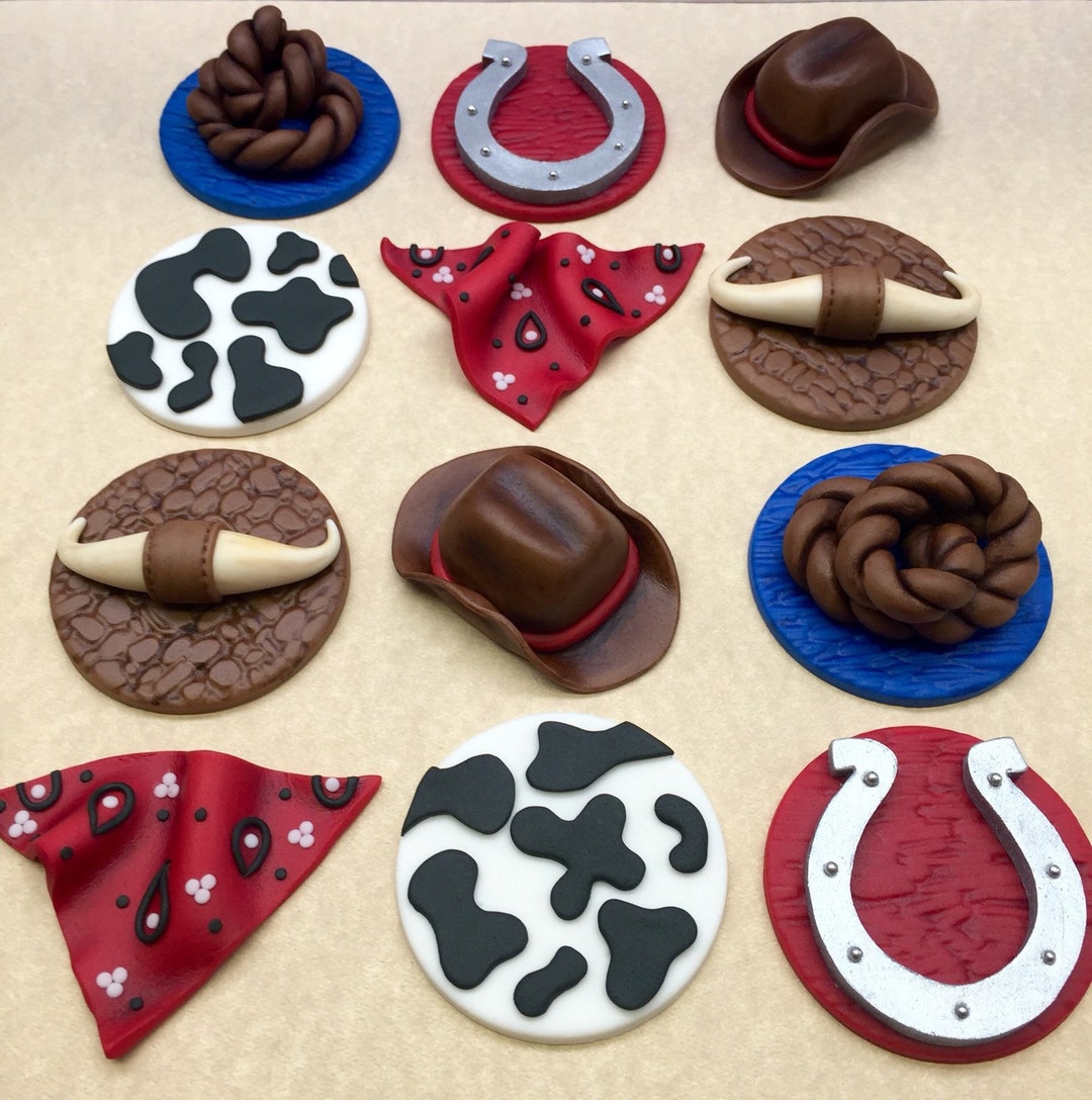 Fondant Cowboy Cupcake Toppers, Cowboy Birthday, Western Birthday ...