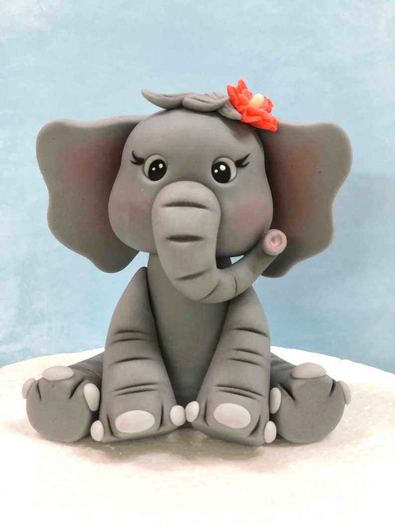 Fondant Elephant Cake Topper Elephant Baby Shower Elephant | Etsy