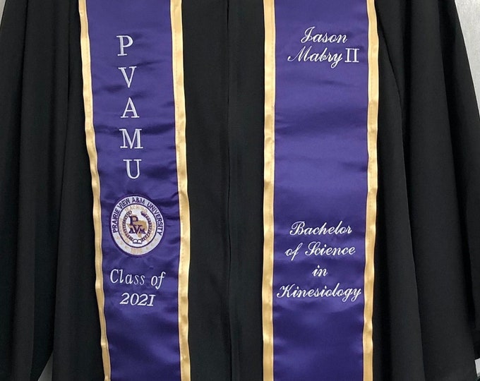 PVAMU Prairie View Texas A&M Univ Grad Stole Includes Vertical PVAMU ...