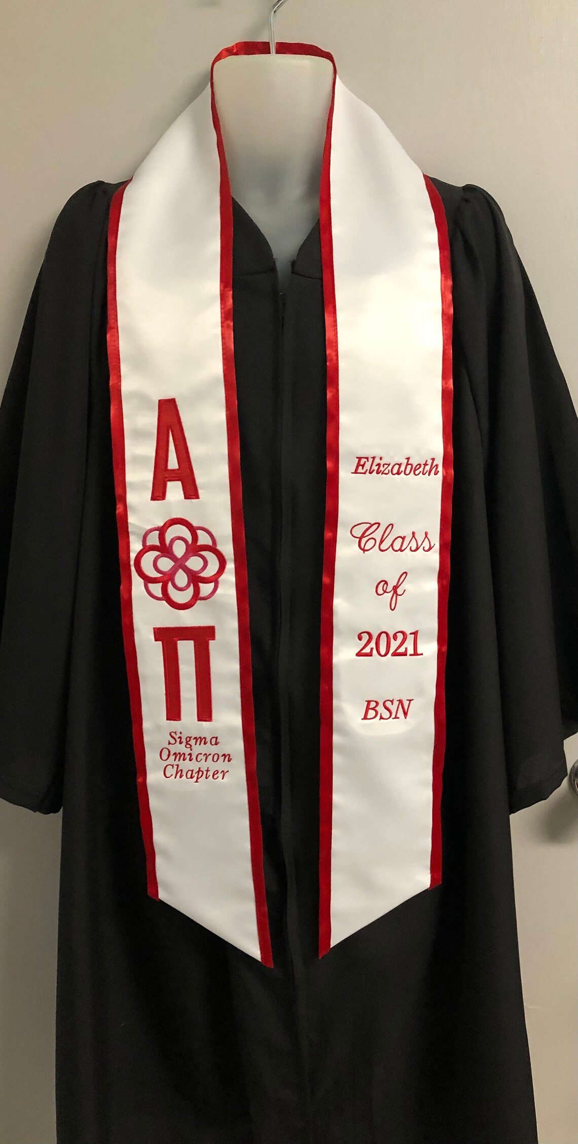 AOII Infinity Graduation Stole With Appliqué Letters and Trim/ - Etsy
