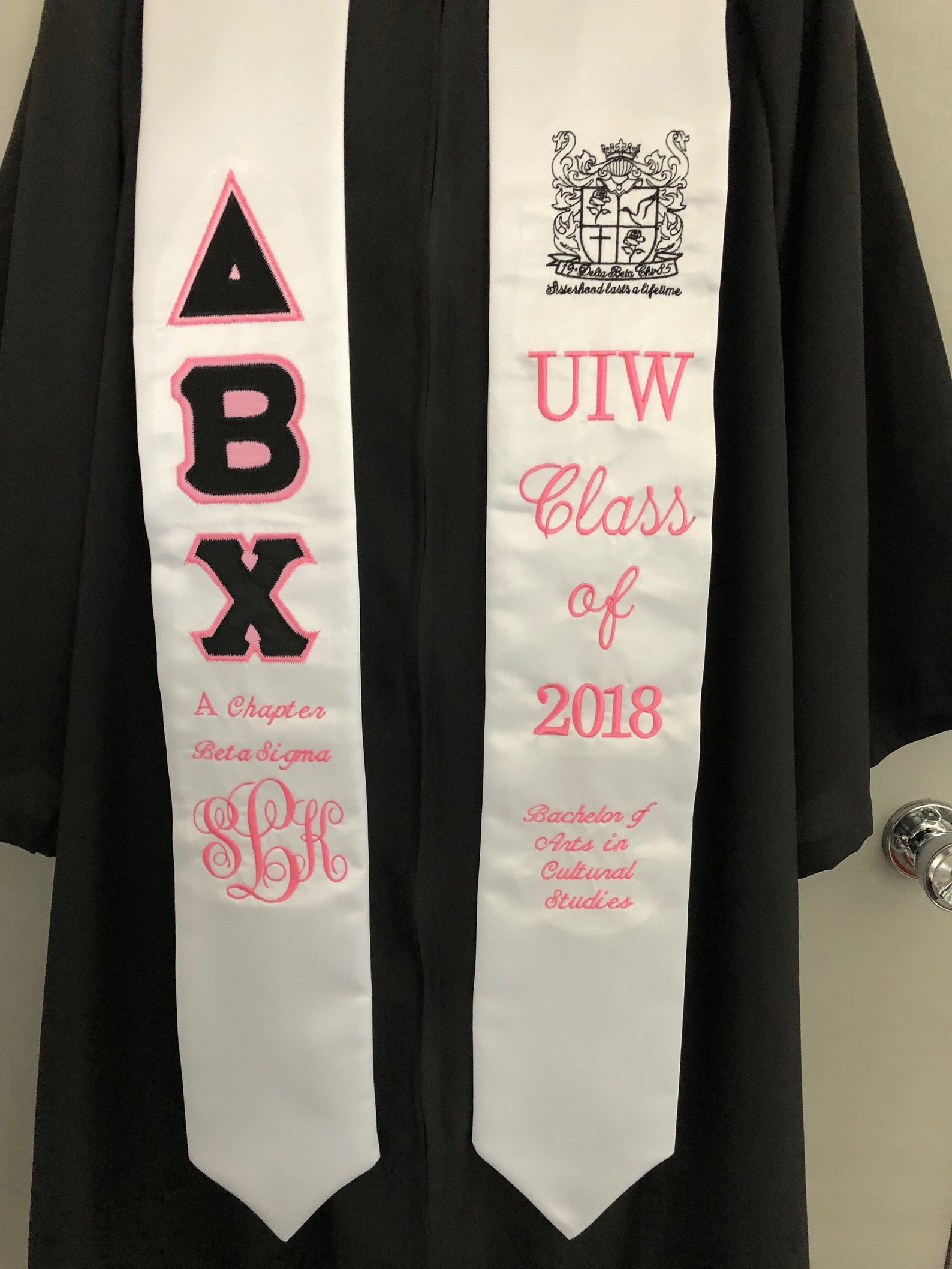 Delta Beta Chi Graduation Stole With Double Applique Greek - Etsy