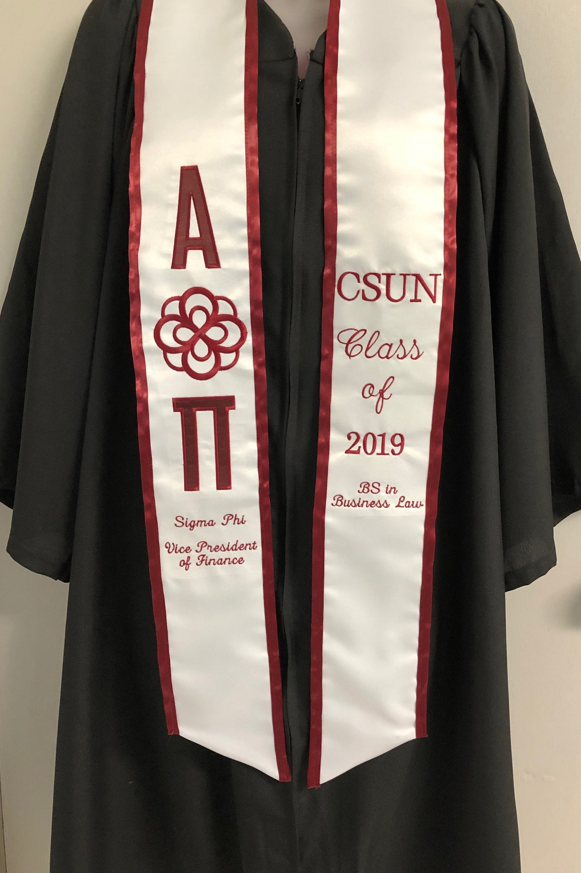 AOII Infinity Graduation Stole With Appliqué Letters and Trim/ - Etsy