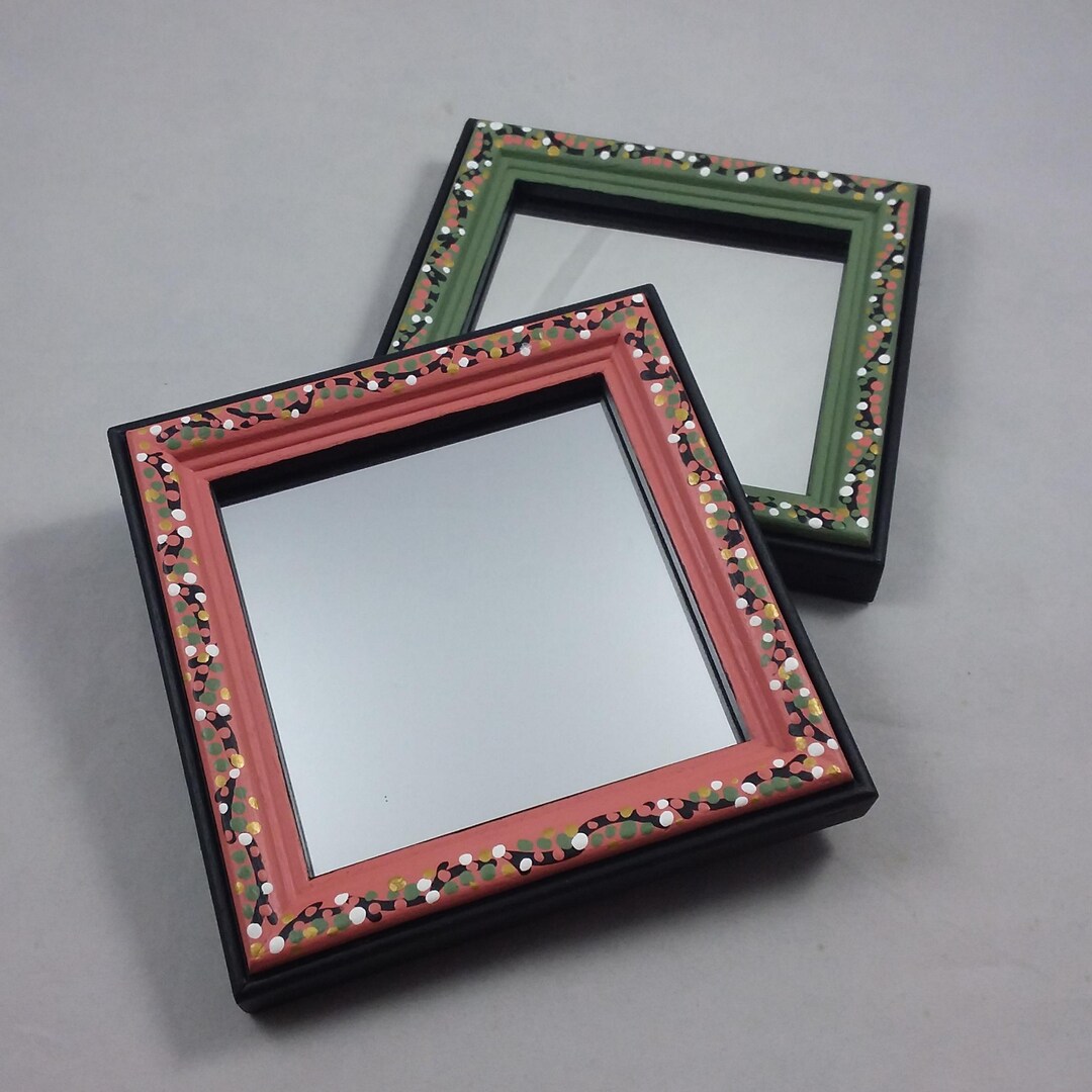 Sweet Set of Hand Painted Wood Mirrors - Etsy