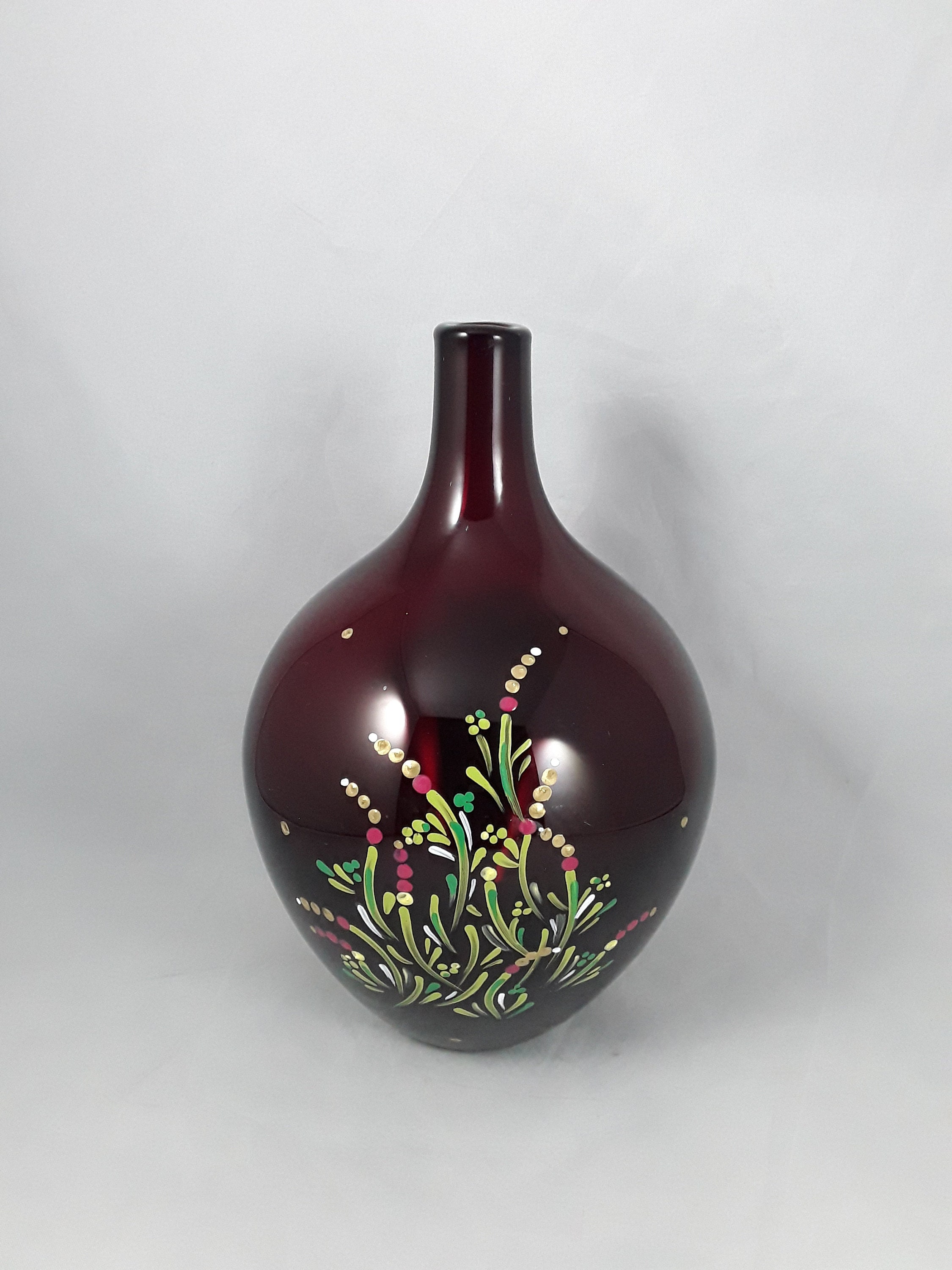 Stunning Red Hand Painted Vase - Etsy