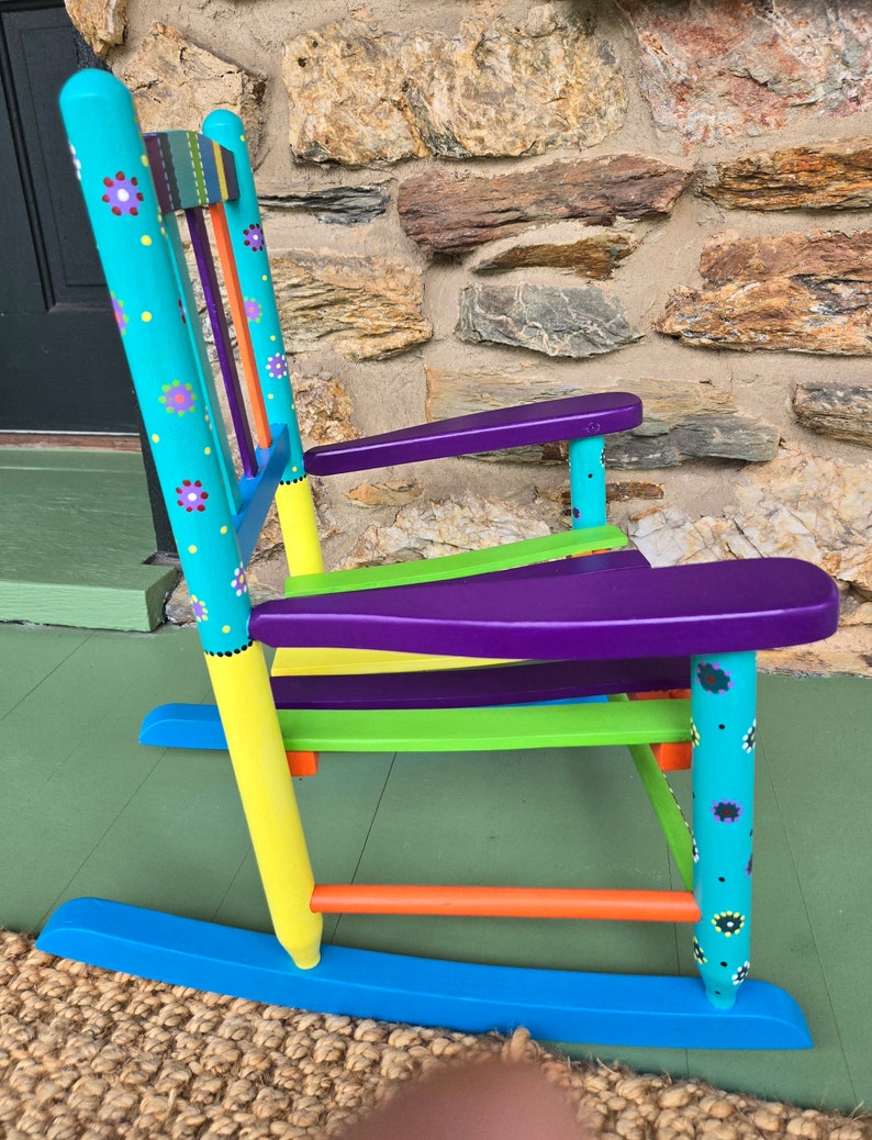 Hand Painted Children's Rocking Chair - Etsy
