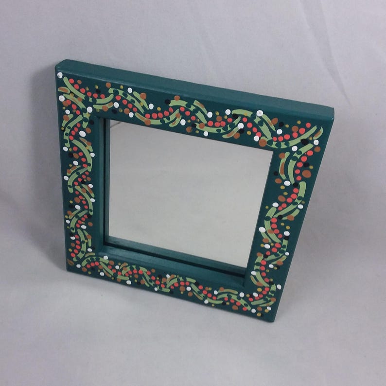 Boho Hand Painted Wood Mirror - Etsy